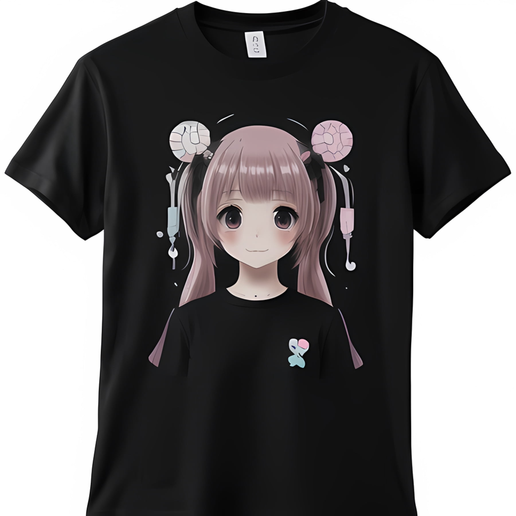 Chibi Characters Design T-Shirt with Japanese Marbles Cute Girl in ...