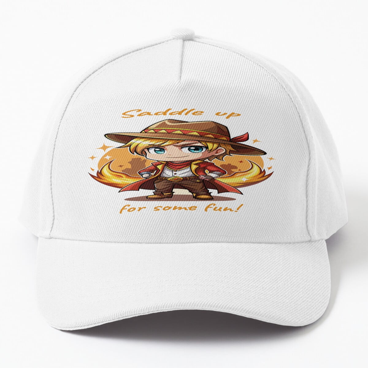 Chibi Cowboy Adventure Art Baseball Cap, Inspirational Graphic Cap ...