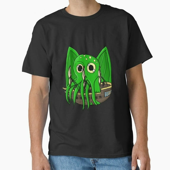 Chibi Cthulhu and Ship Mythos Adventure Scene Unisex T-Shirt, up to ...