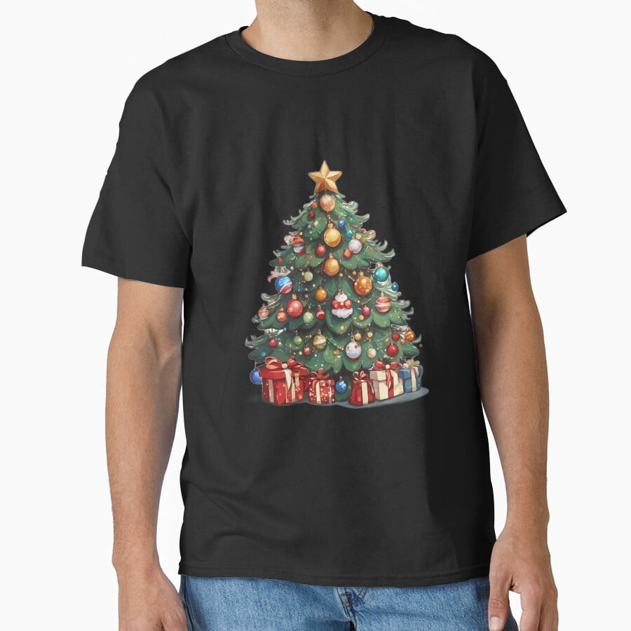 Chibi Cute Christmas Tree With Gifts And A Star Funny Cartoon Holiday ...