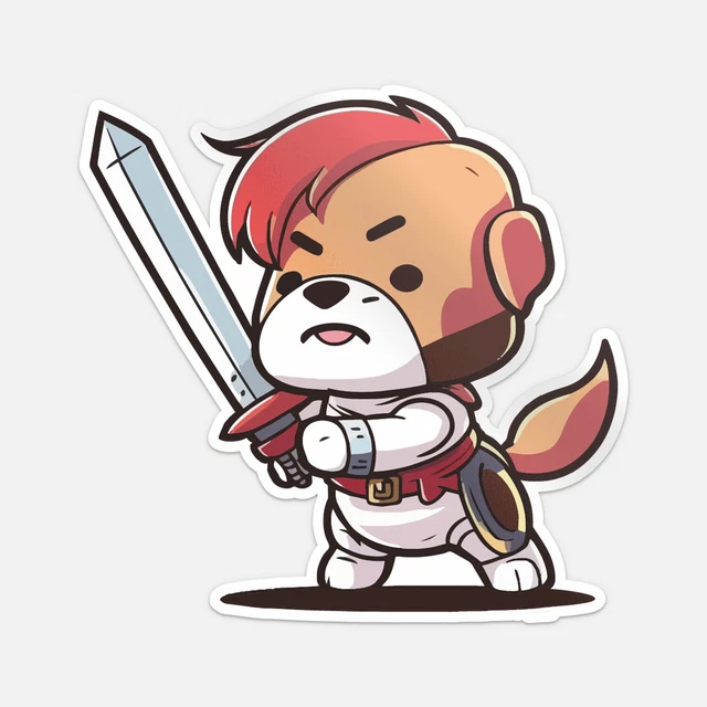 Chibi Dog Fighter Kawaii Sticker Phone Decal Water Bottle Stickers Car ...