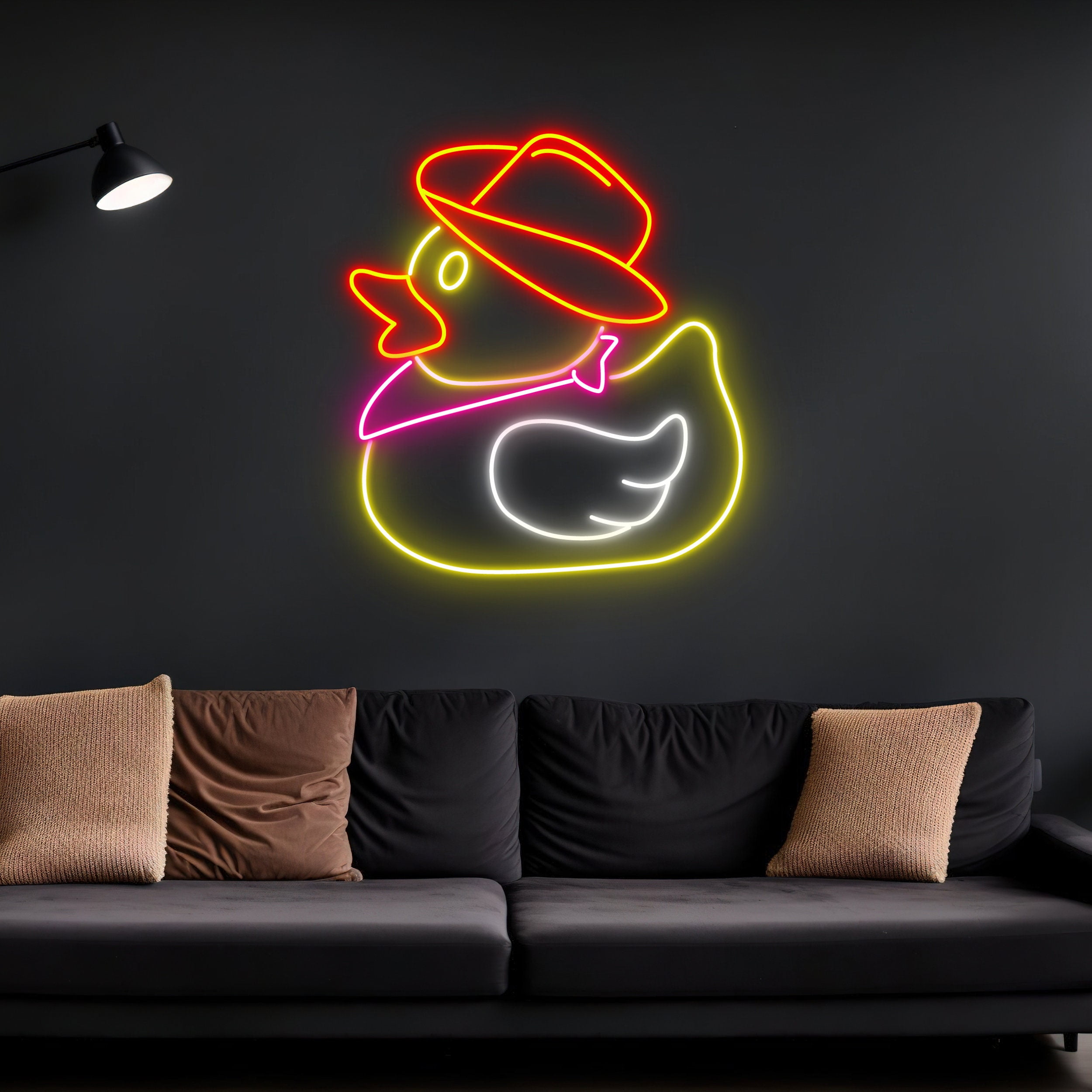 Chibi Duck With Cowboy Hat Neon Sign, Chibi Duck With Cowboy Hat LED ...