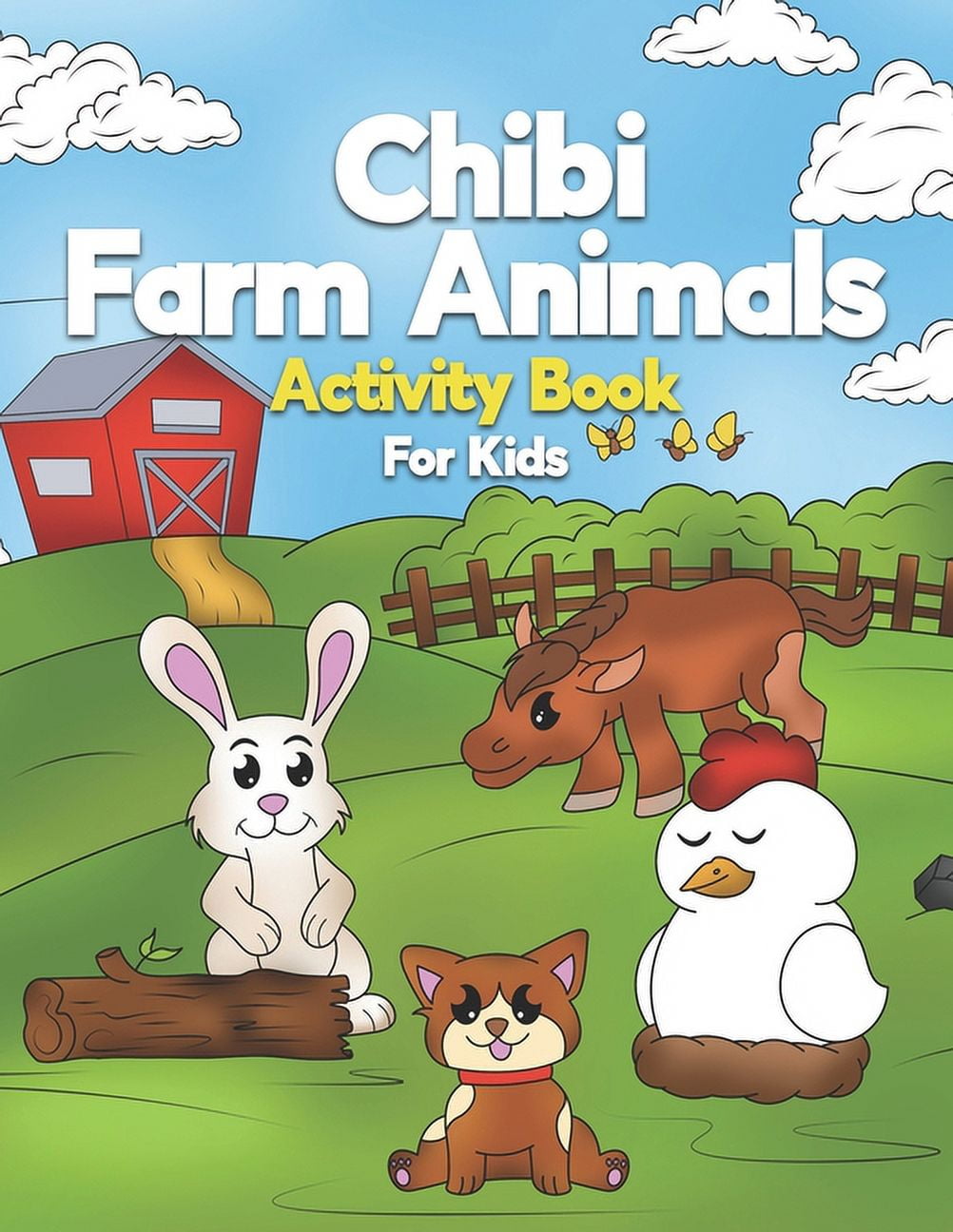 Chibi Farm Animals Activity Book For Kids: Adorable Cartoon Animals In ...
