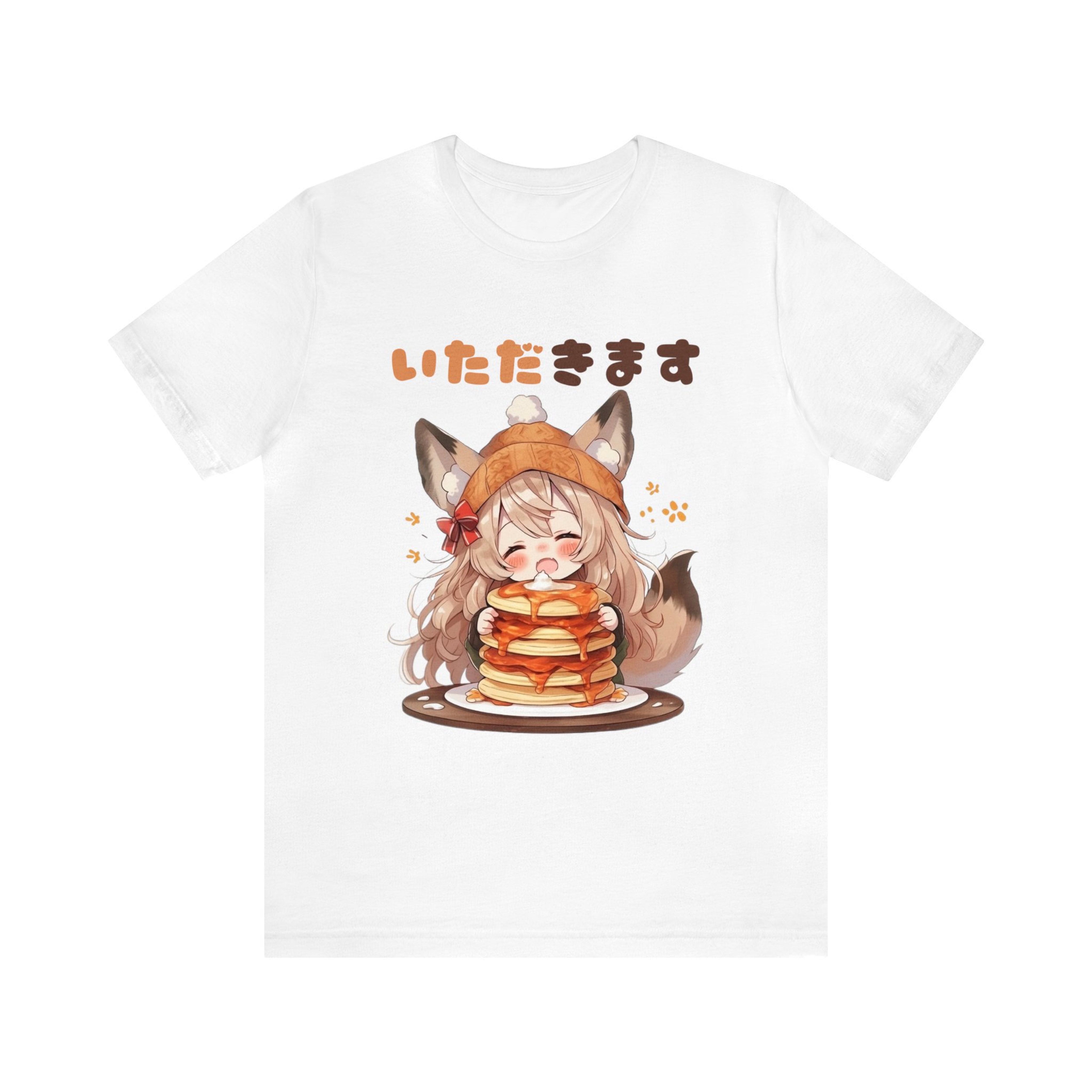 Chibi Fox Girl Eat Pancake Anime Tshirt - Walmart.com