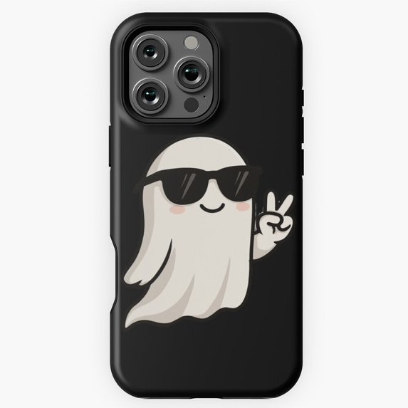 Chibi Ghost with Sunglasses Art Phone Case for iPhone 16 15 14 13 12 11 ...