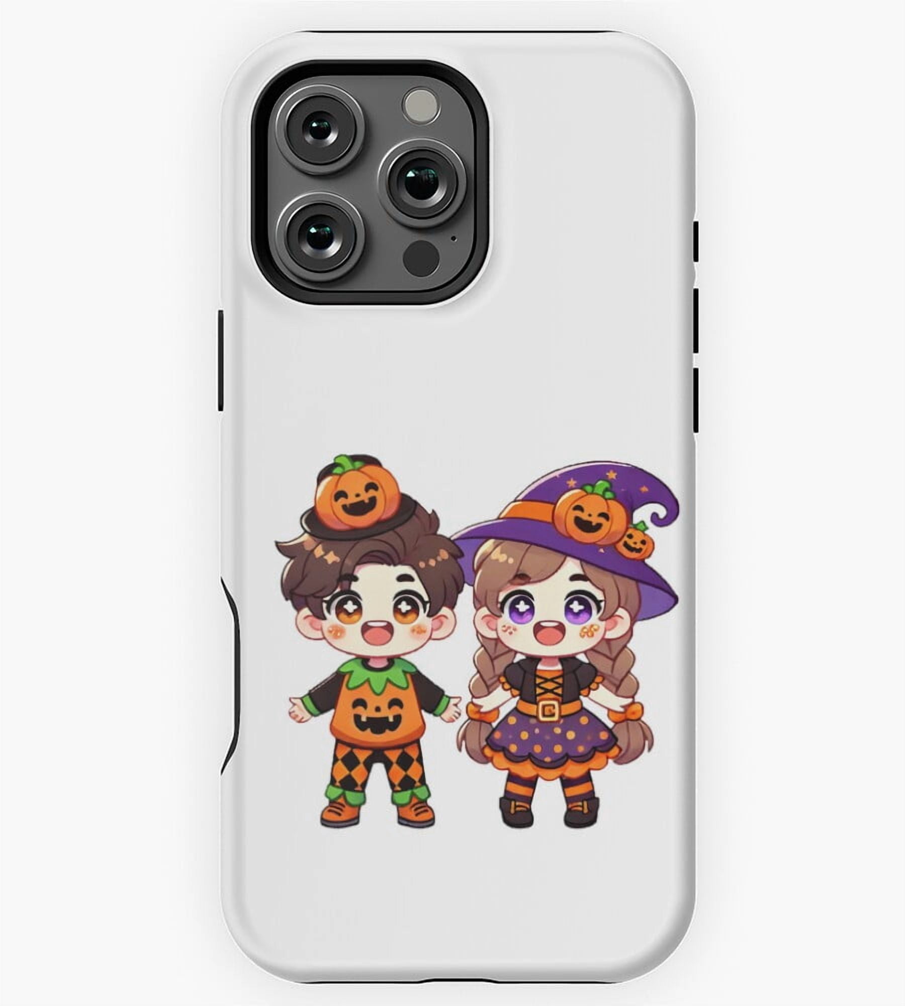 Chibi Halloween Couple with Pumpkin and Witch Costumes GA8815 Phone ...