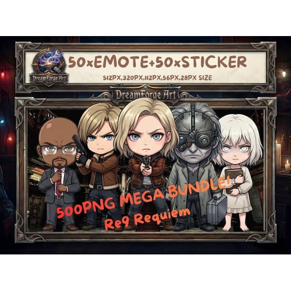Chibi Horror Game Characters Reg Requiem Bundle PNG Collection Wall Art ...