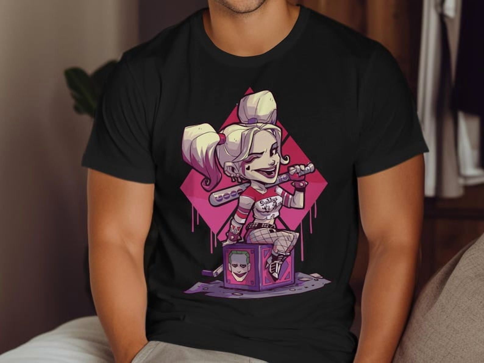 Chibi Jester Girl with Bat Tee, Cute Pop Art Cartoon Graphic Style ...