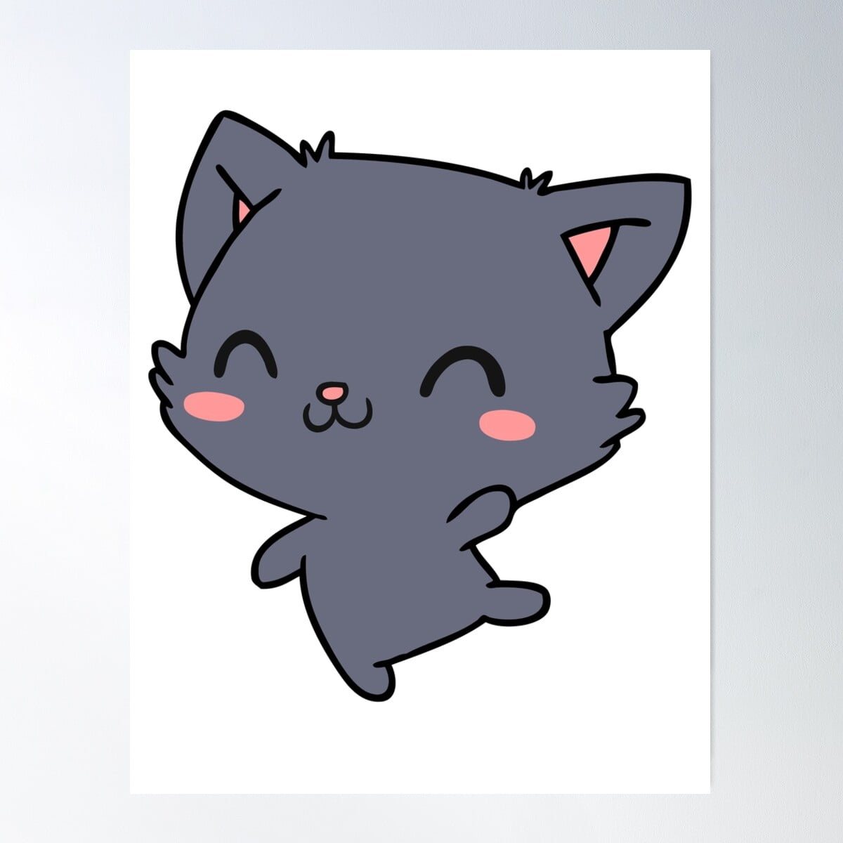 Chibi Kawaii Cat Poster Wall Art, Modern Wall Decor For Living Room ...
