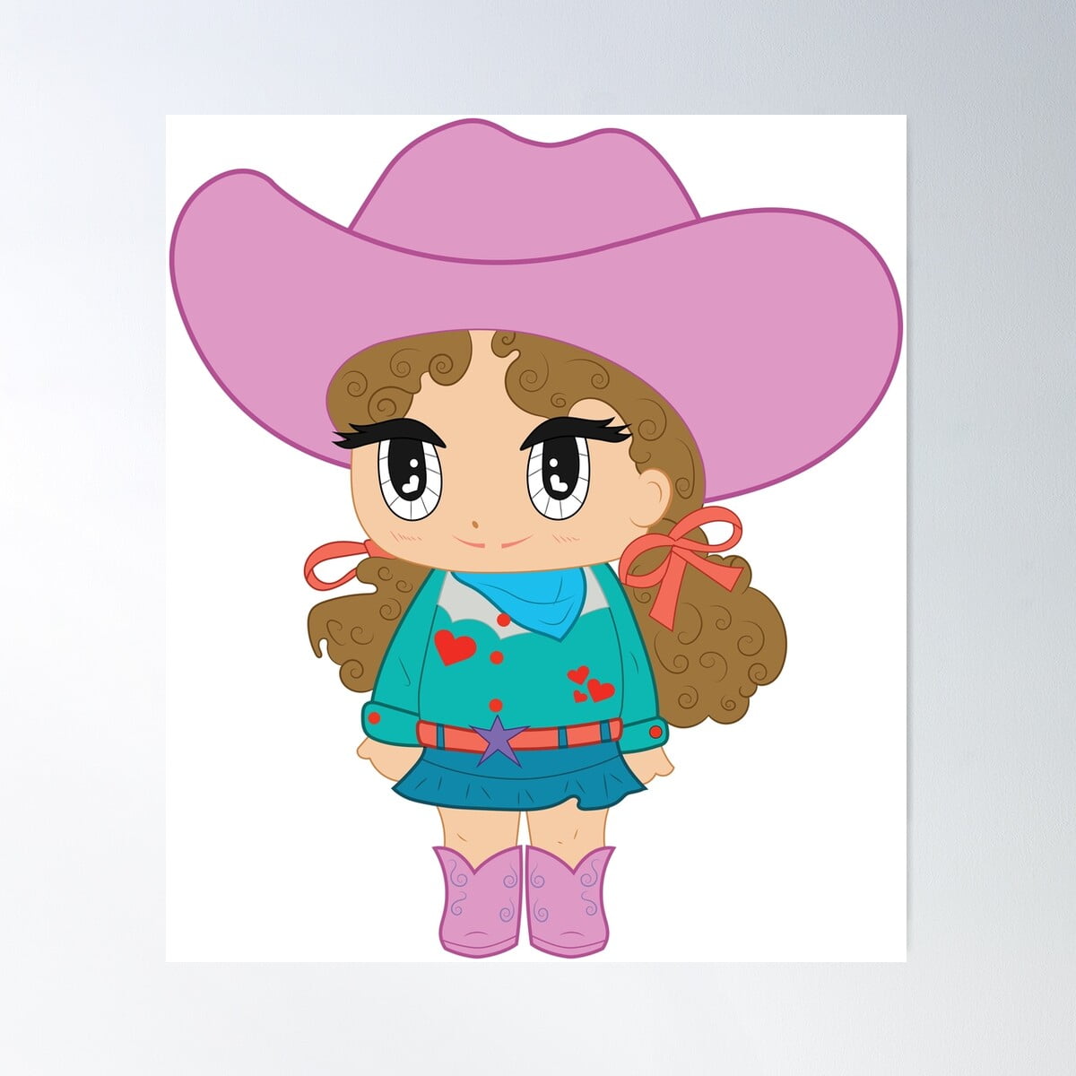 Chibi Kawaii Cowgirl Poster Wall Art, Modern Wall Decor For Living Room ...