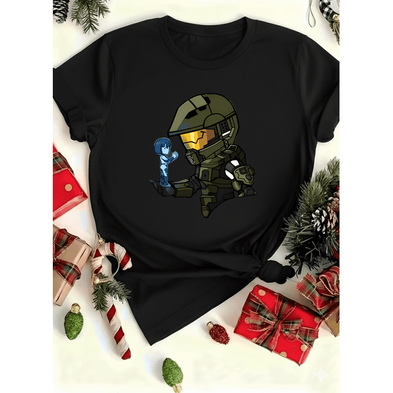 Chibi Master Chief And Cortana Cute Art Video Game Character Unisex T ...