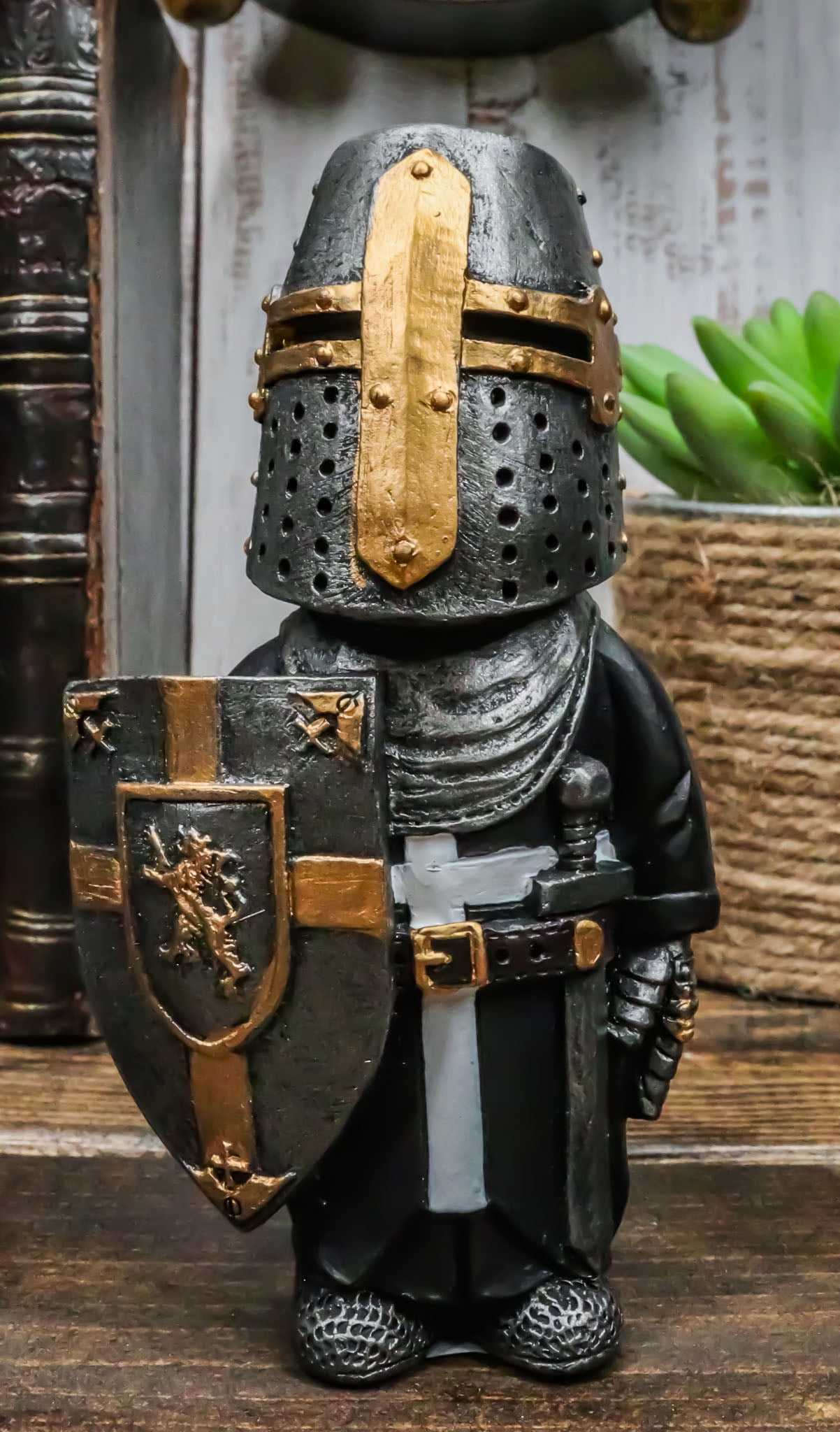 Chibi Medieval Knight Of The Cross Templar Swordsman On Guard Figurine ...