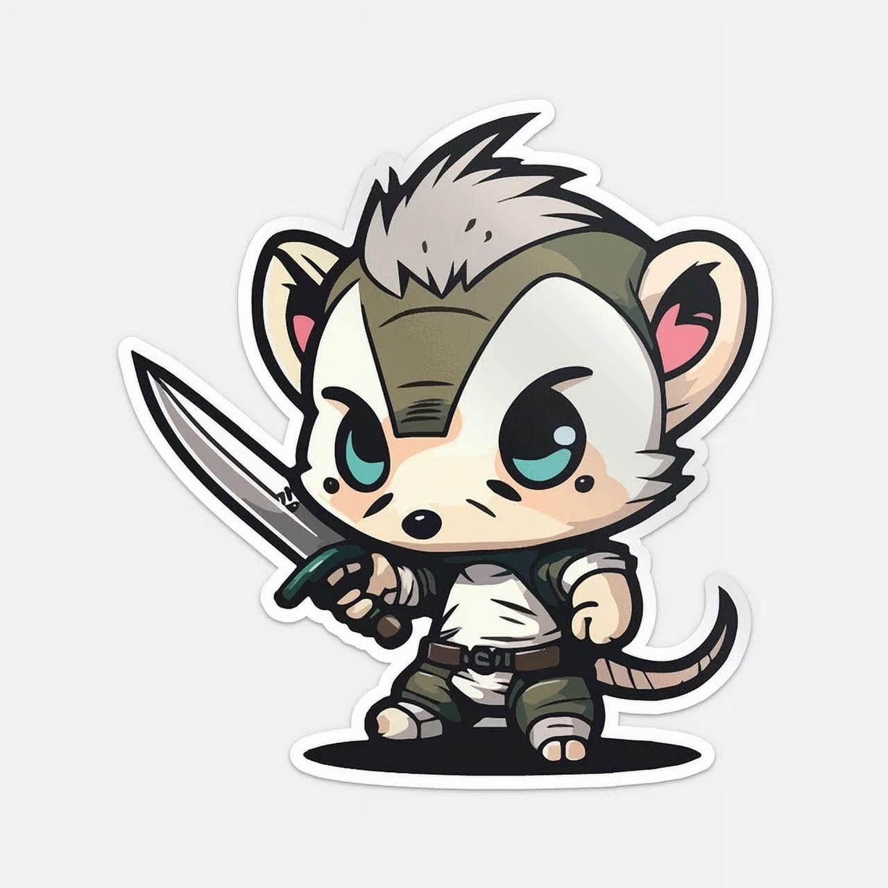 Chibi Opossum Fighter Kawaii Sticker Phone Decal Water Bottle Stickers ...