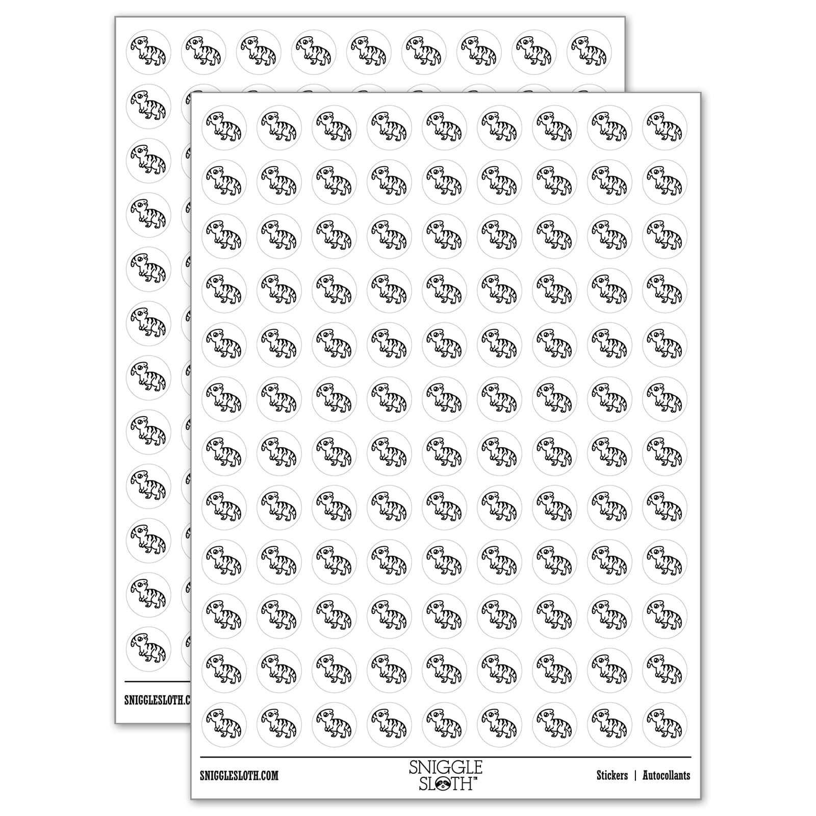 Chibi Parasaurolophus Dinosaur 200+ Round Stickers - White - Matte ...