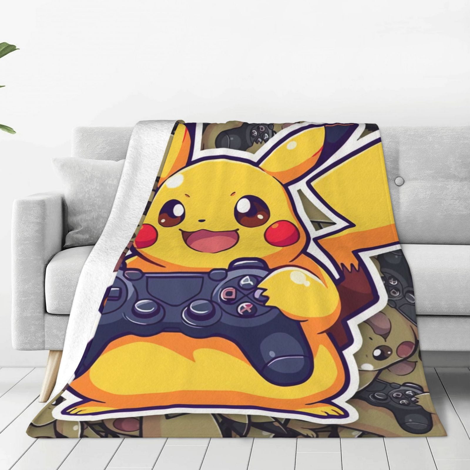 Chibi Pikachu Sticker Blanket Cartoon Blanket Home Cute Blankets for ...