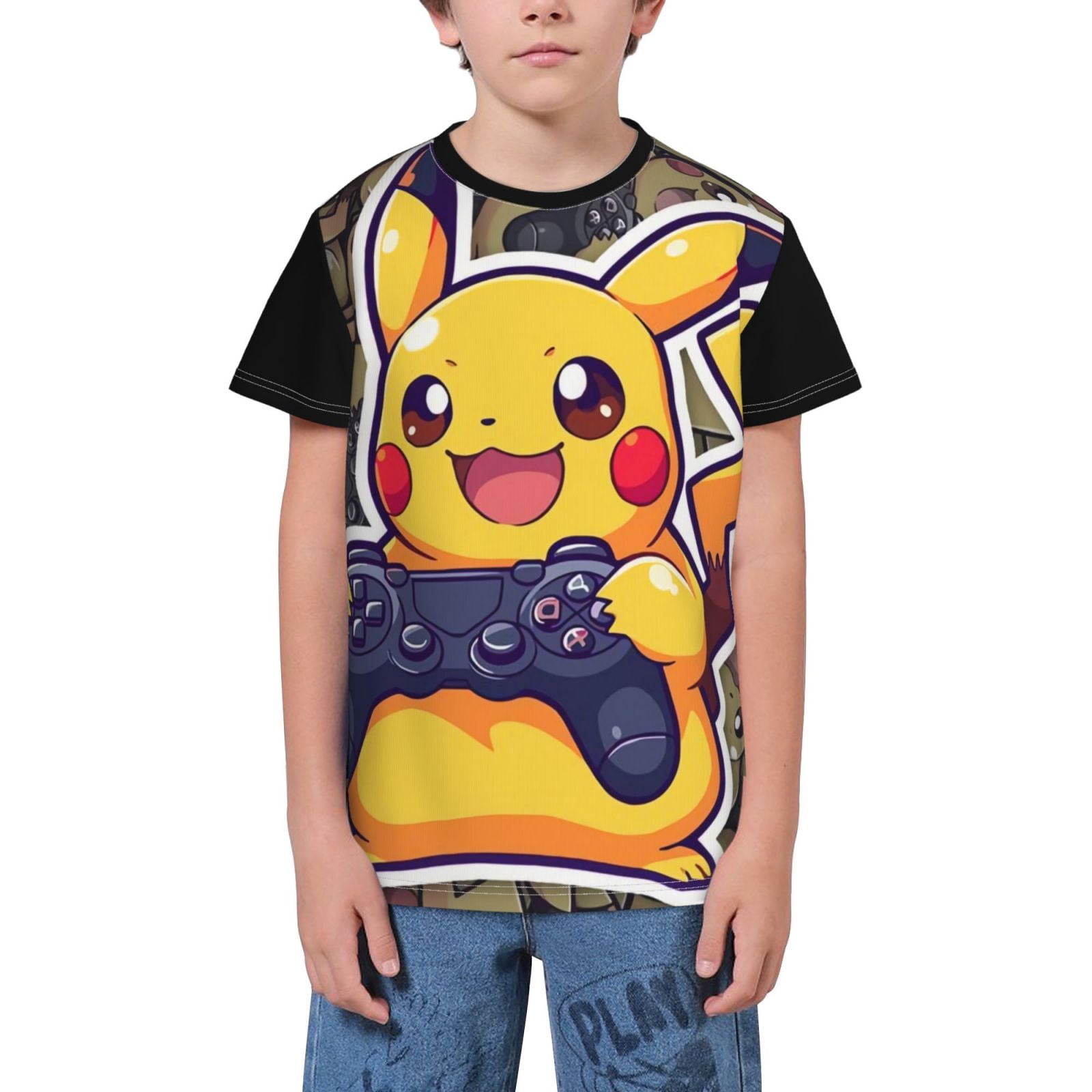Chibi Pikachu Sticker Crewmate Boys Teens Casual T Shirts,Cool 3D ...