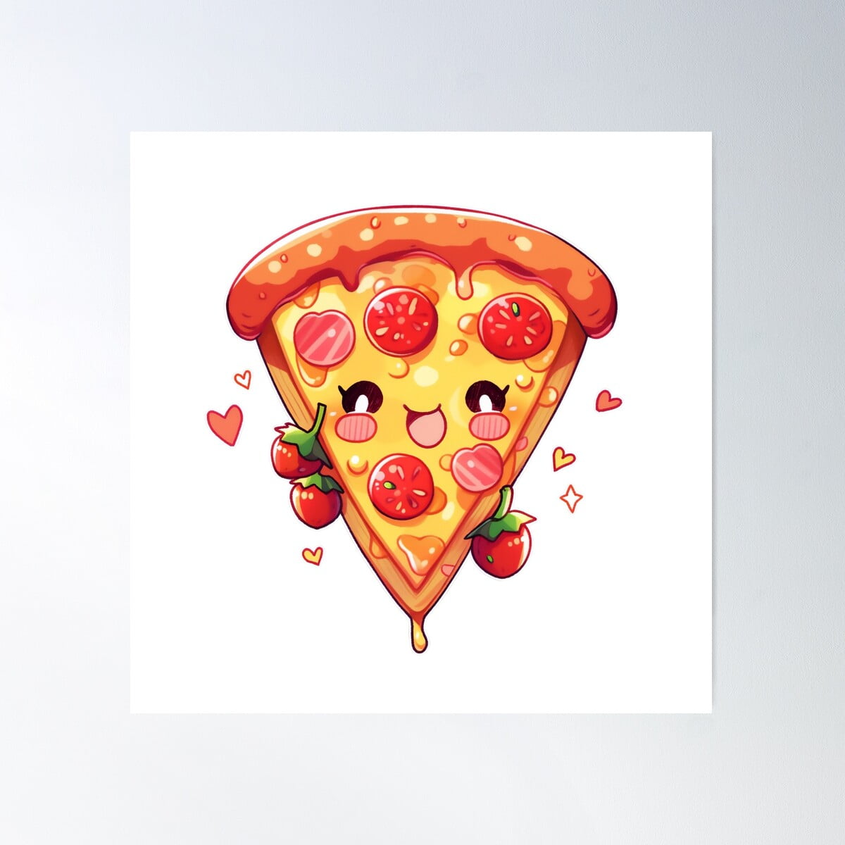 Chibi Pizza Poster Wall Art, Modern Wall Decor For Living Room Bedroom ...