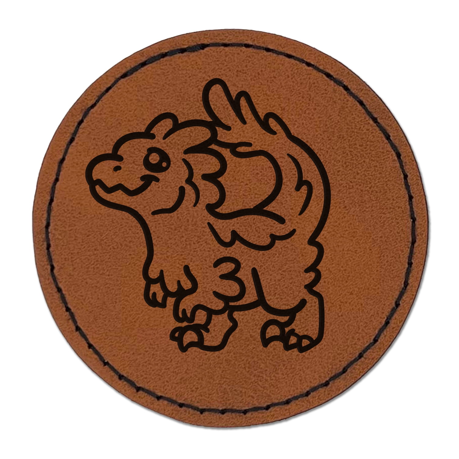 Chibi Raptor Feathered Velociraptor Dinosaur 2.5" Faux Leather Round ...