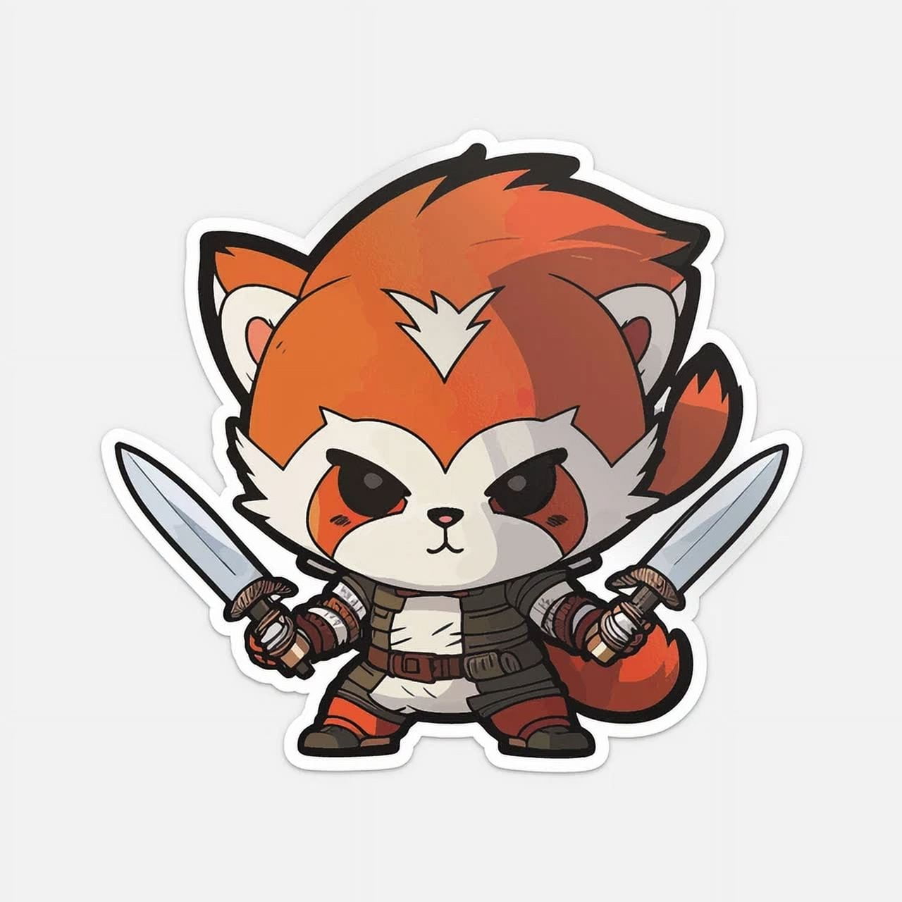 Chibi Red Panda Fighter Kawaii Sticker Phone Decal Water Bottle ...