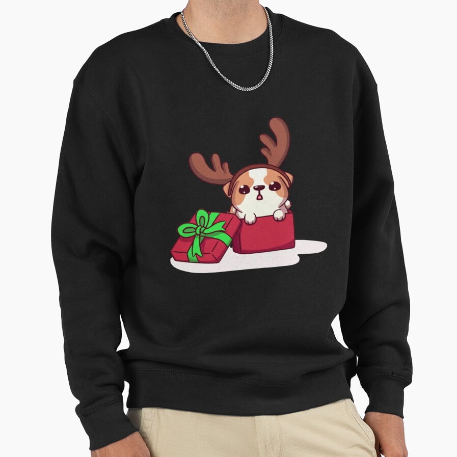 Chibi Reindeer Dog Kawaii Cute Christmas Graphic Unisex Sweatshirt ...