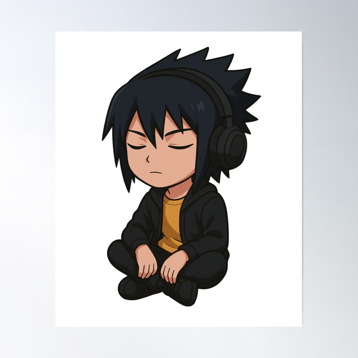 Chibi Sasuke With Headphones – Moody Cute Anime Vibe Poster Wall Art ...