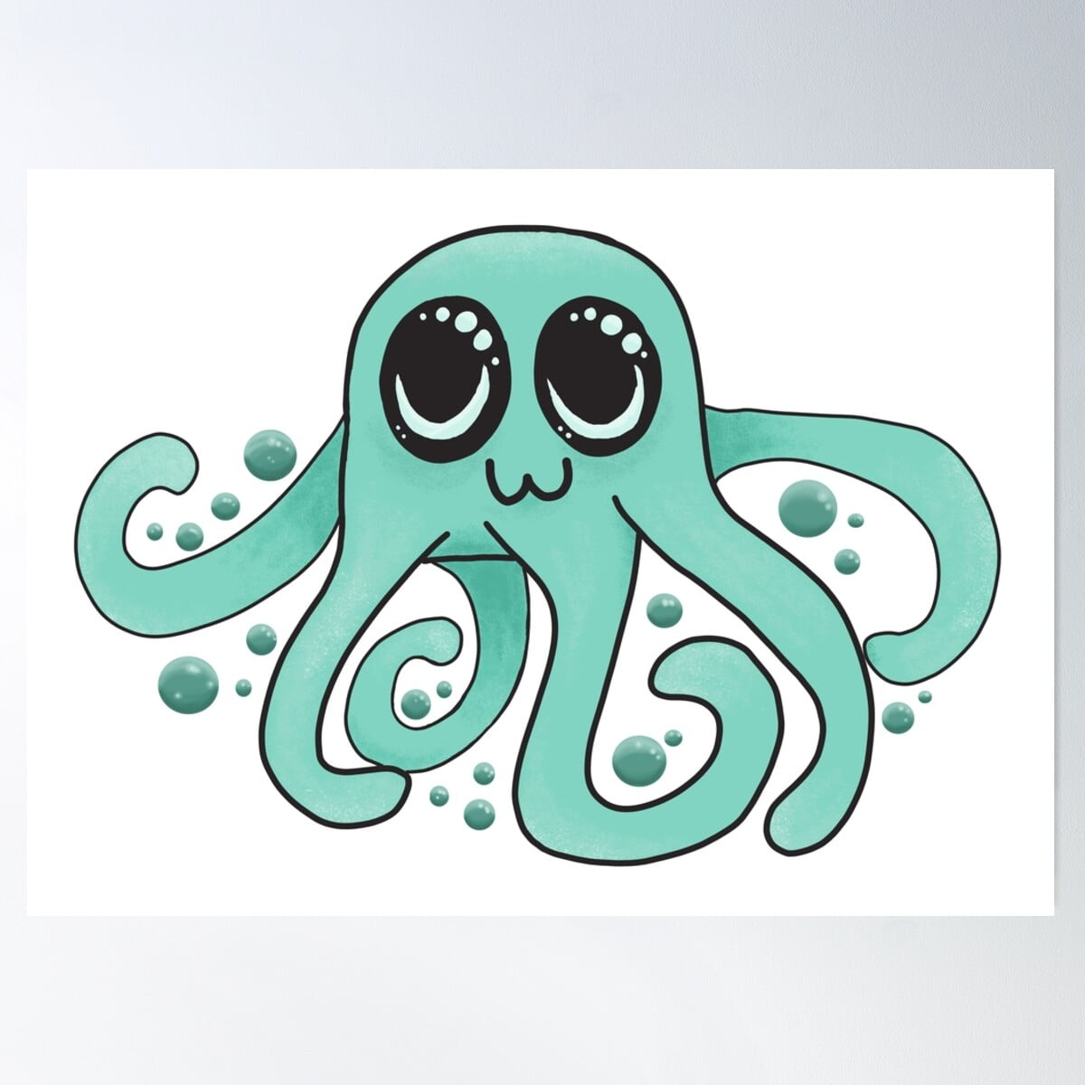 Chibi Squid Sticker Poster Wall Art, Modern Wall Decor For Living Room ...