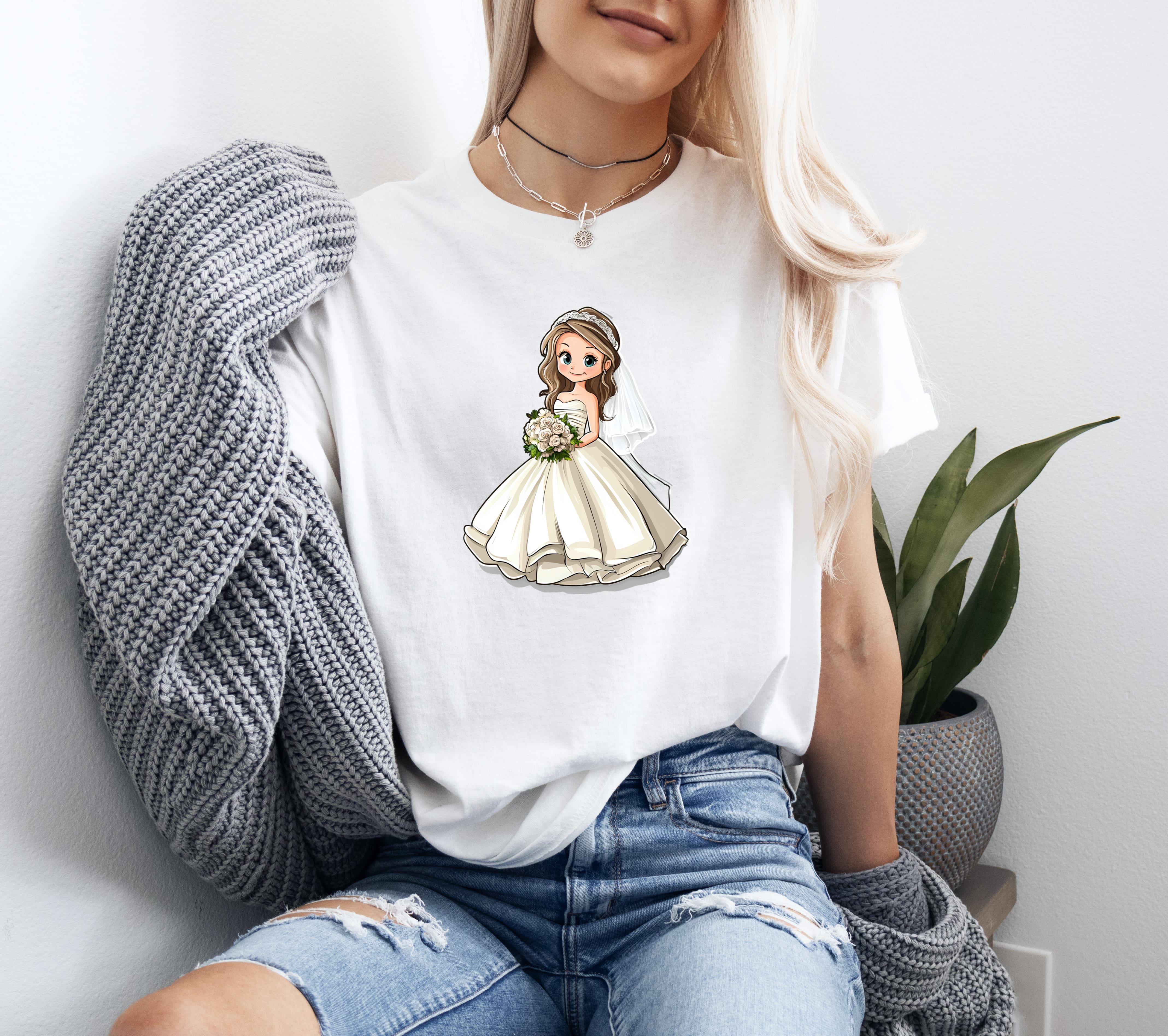 Chibi Style Bride In Wedding Dress Celebration Moment T-Shirt, for men ...