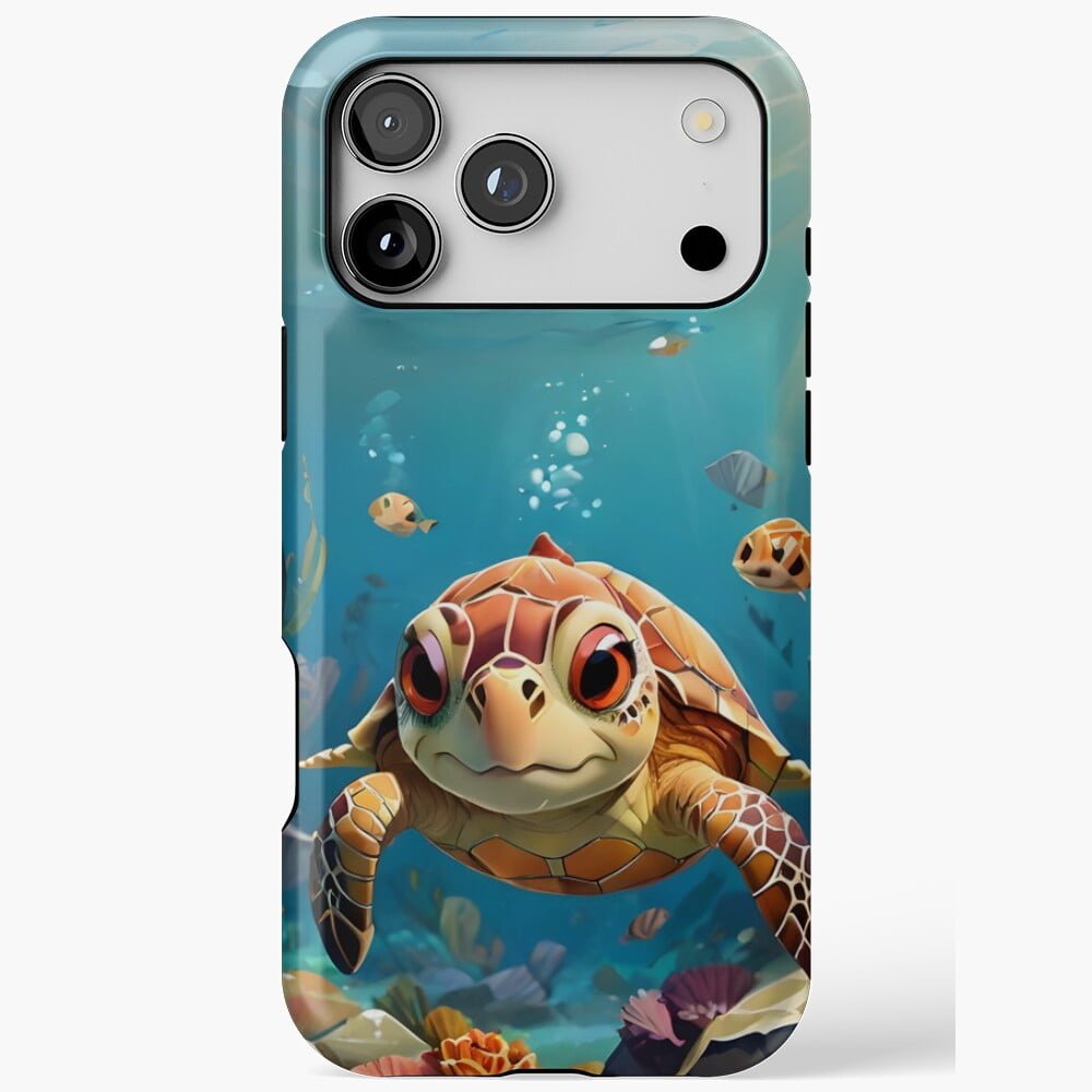 Chibi Turtle Cute Cartoon Ocean Animal Character Phone Case for iPhone ...