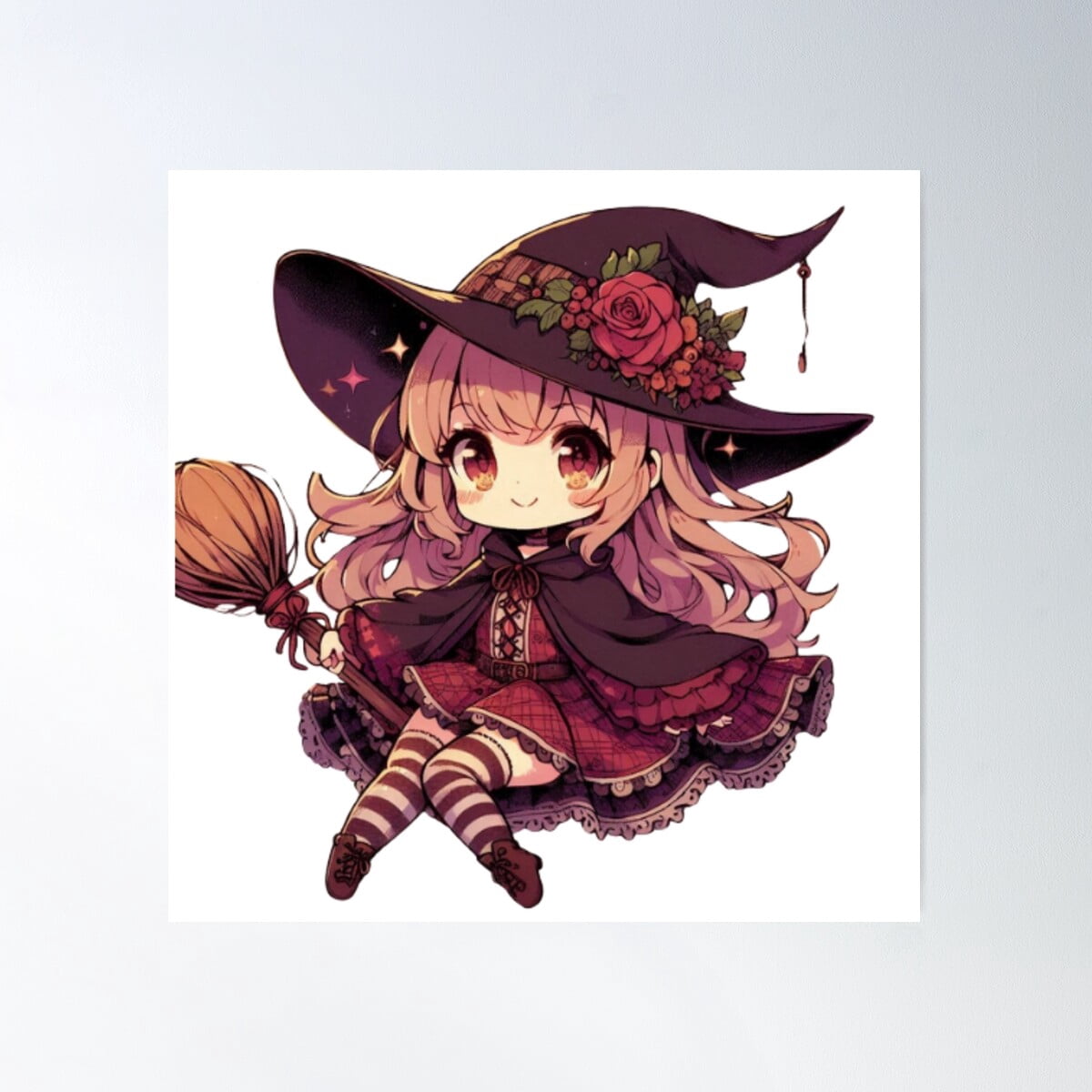 Chibi: Witch And Broom Poster Wall Art, Modern Wall Decor For Living ...