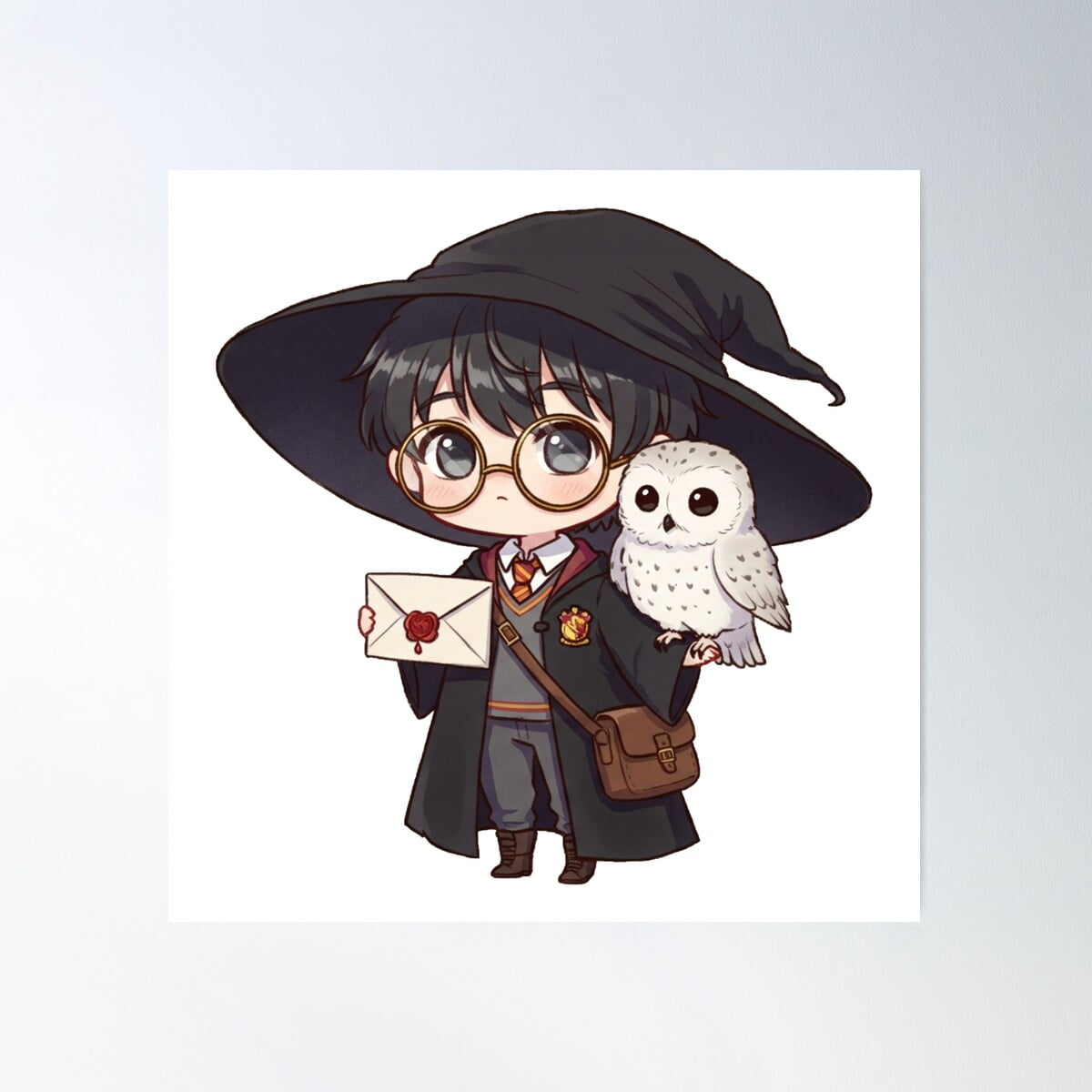 Chibi Wizard And Owl – Magical School Adventure Poster Wall Art, Modern ...
