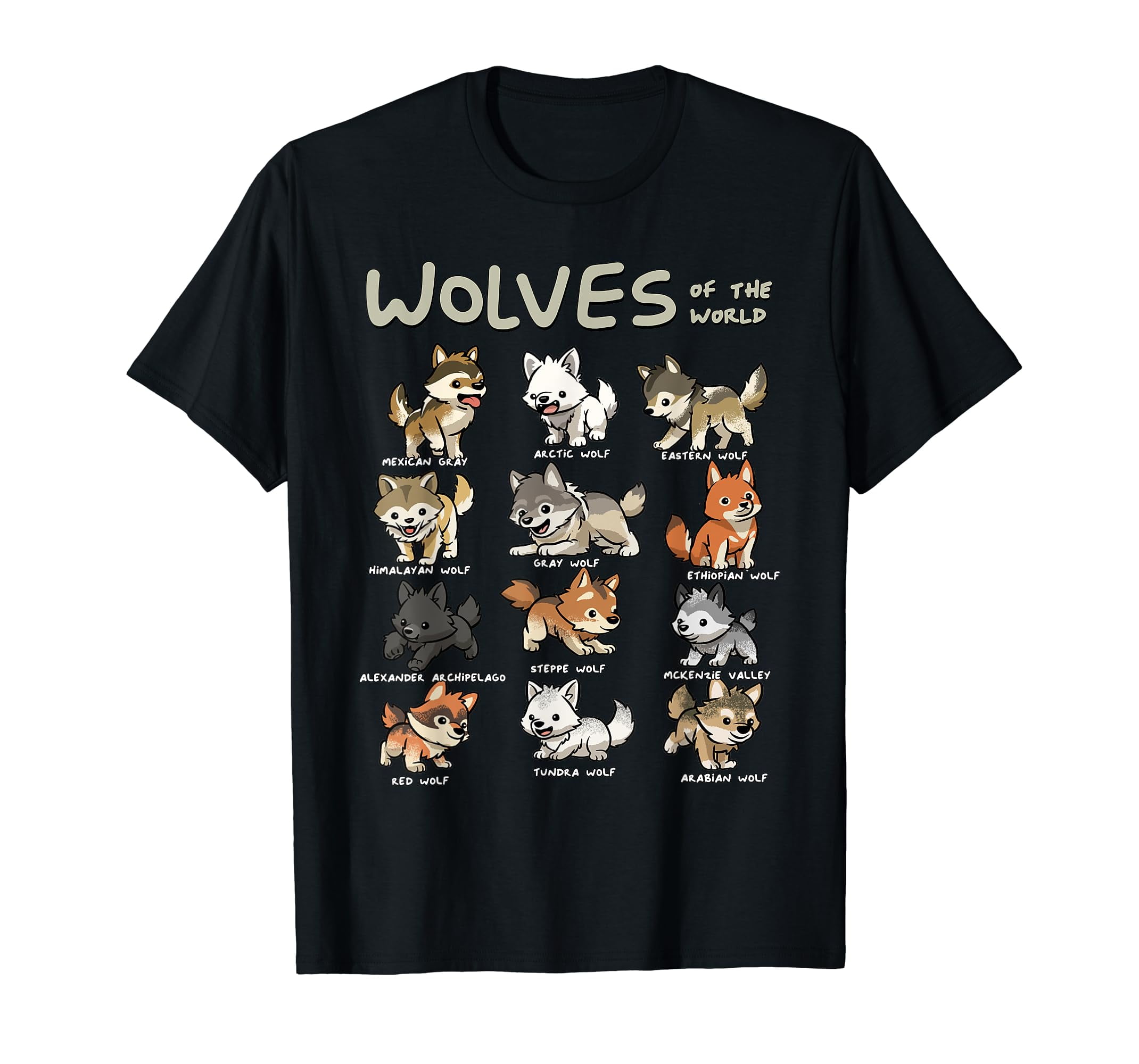 Chibi Wolf Shirt Wolves Animals of the World Wolf Lover T-Shirt ...