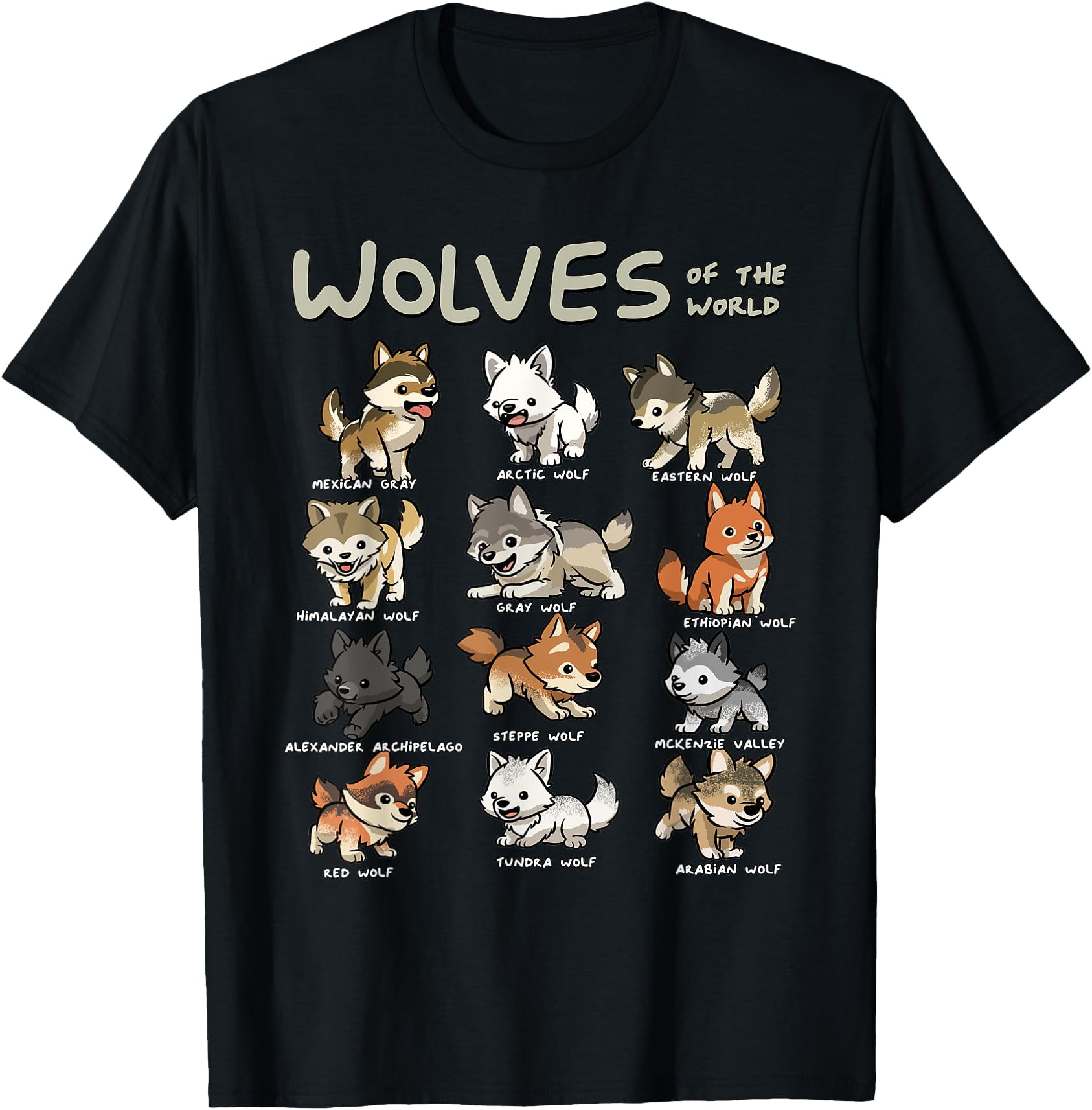 Chibi Wolf Wolves Animals of the World Wolf Lover T-Shirt,Sport Grey ...