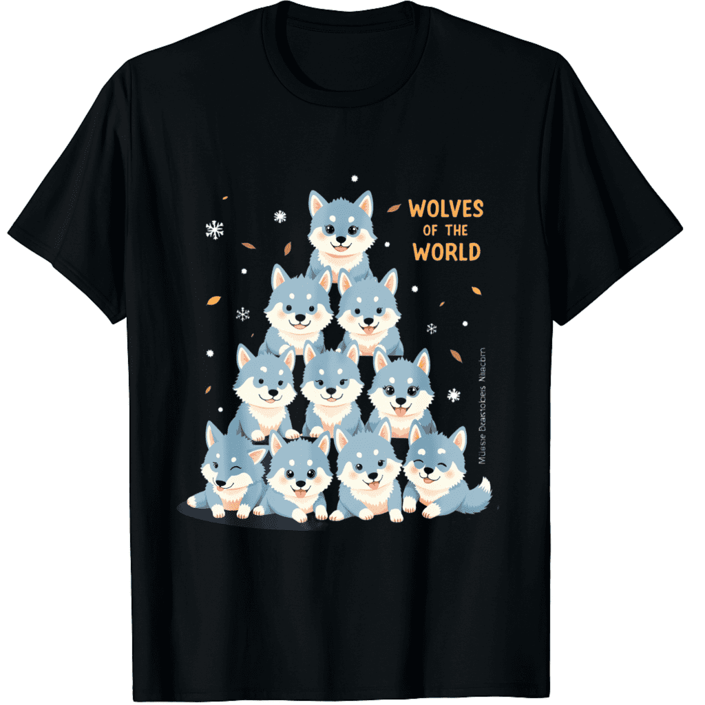 Chibi Wolf Wolves Animals of the World Wolf Lover T-Shirt for Men Women ...