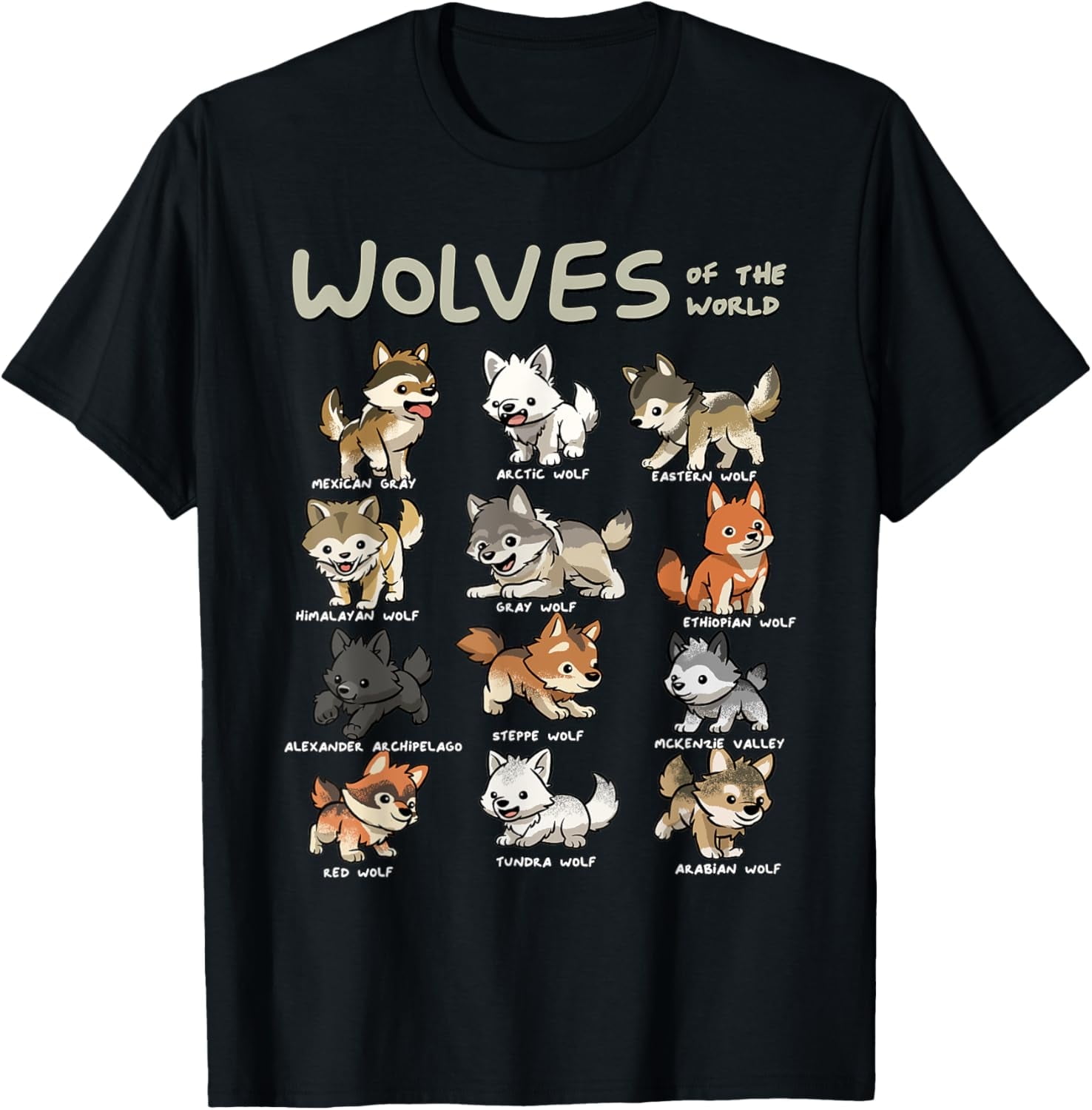 Chibi Wolf Wolves Animals of the World Wolf Lover T-Shirt - Walmart.com
