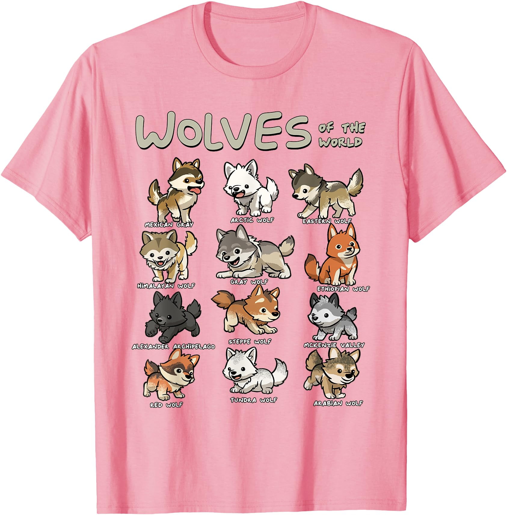 Chibi Wolf Wolves Animals of the World Wolf Lover Unisex T-Shirt for ...