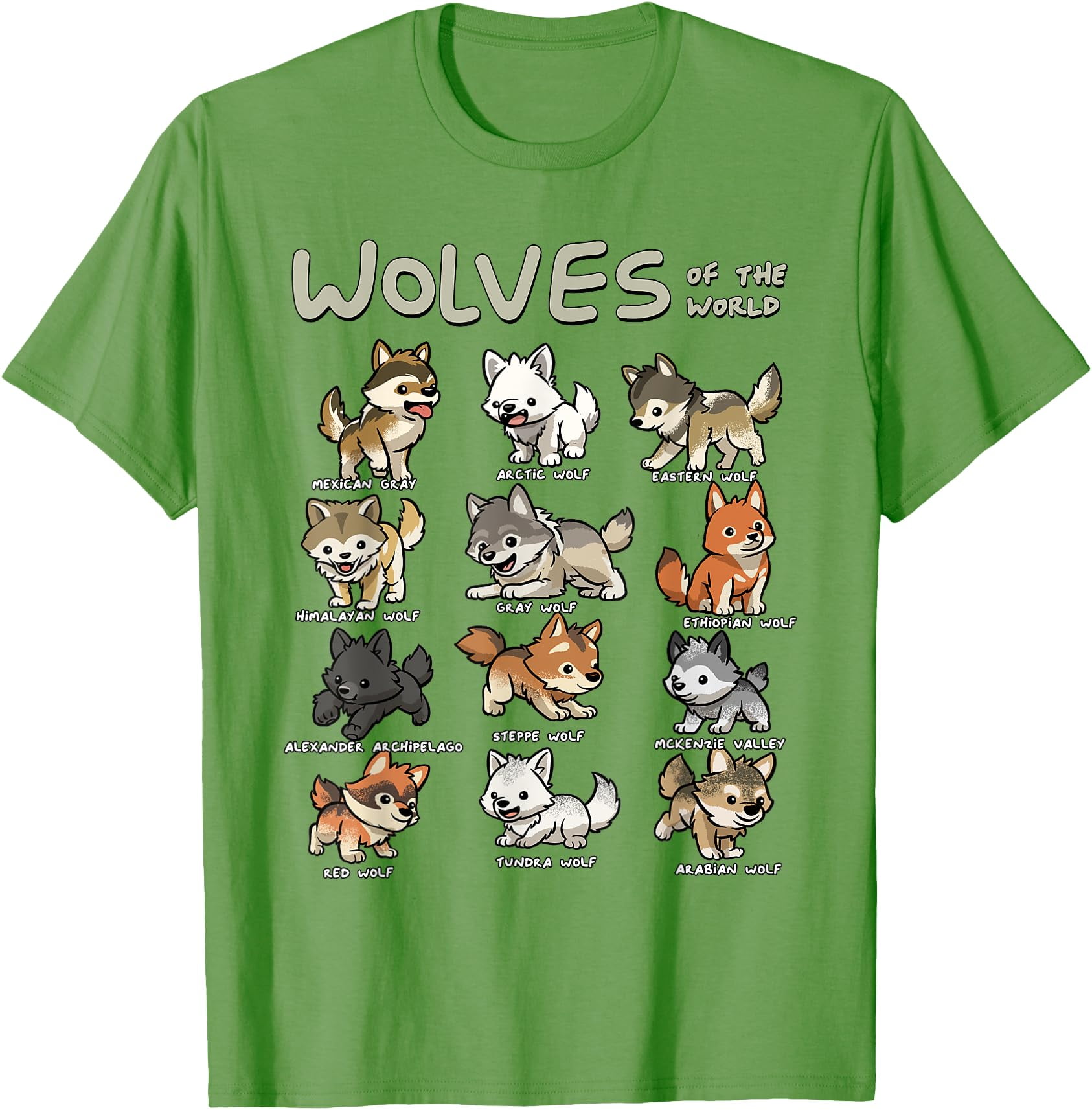 Chibi Wolf Wolves Animals of the World Wolf Lover Unisex T-Shirt for ...