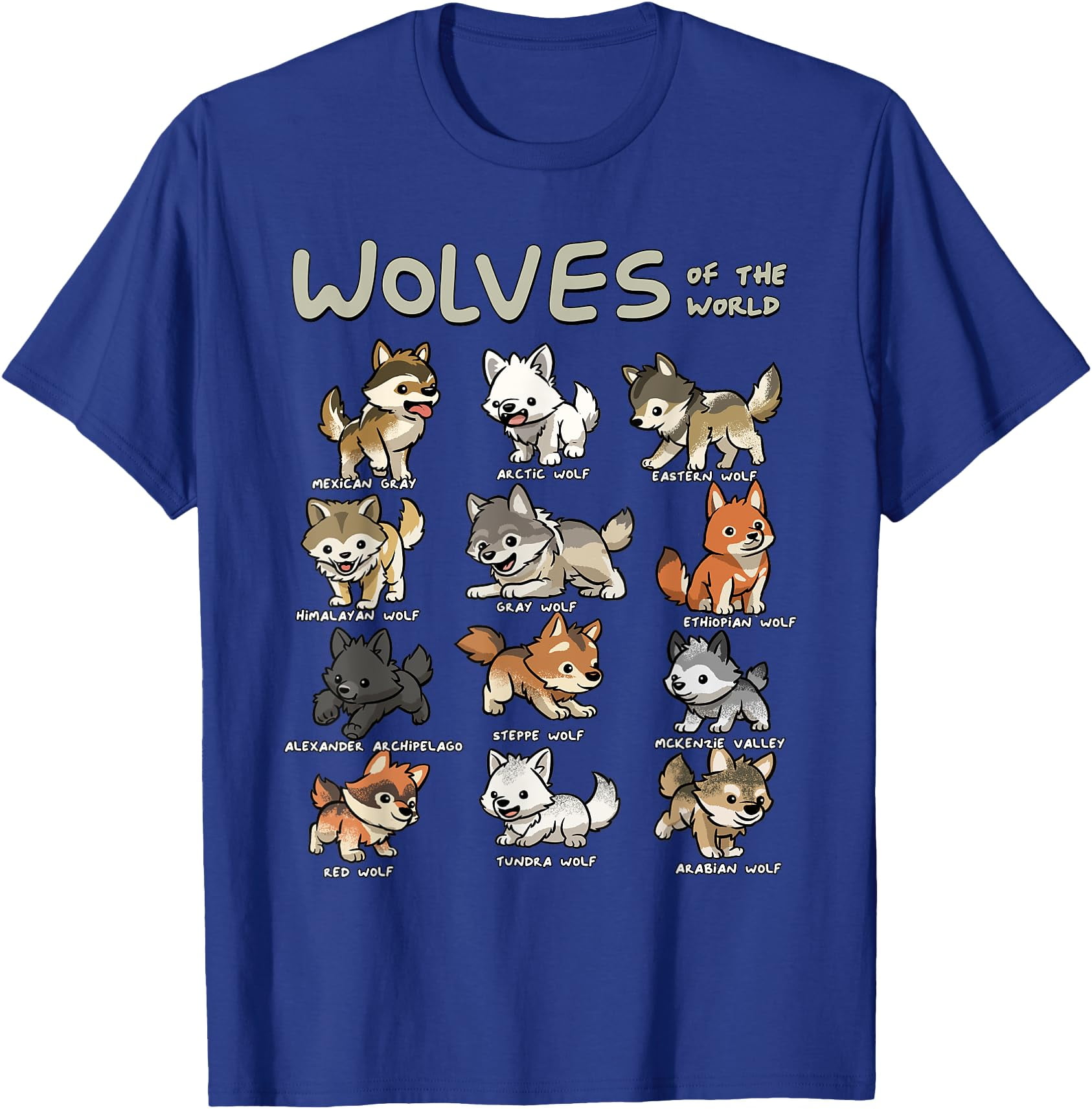Chibi Wolf Wolves Animals of the World Wolf Lover Unisex T-Shirt for ...