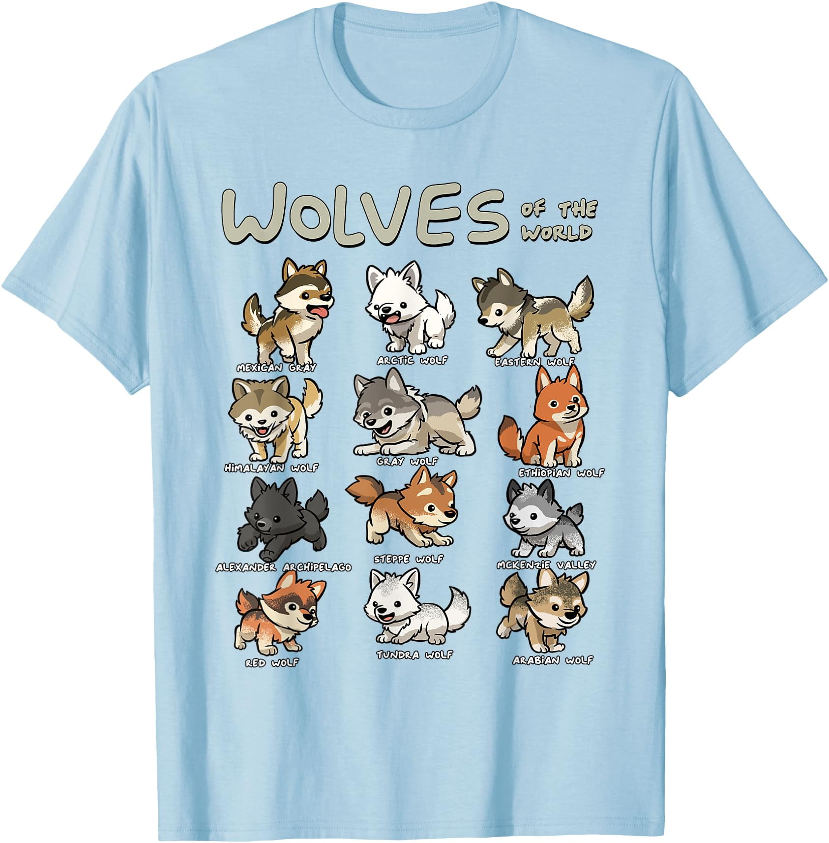 Chibi Wolf Wolves Animals of the World Wolf Lover Unisex T-Shirt for ...