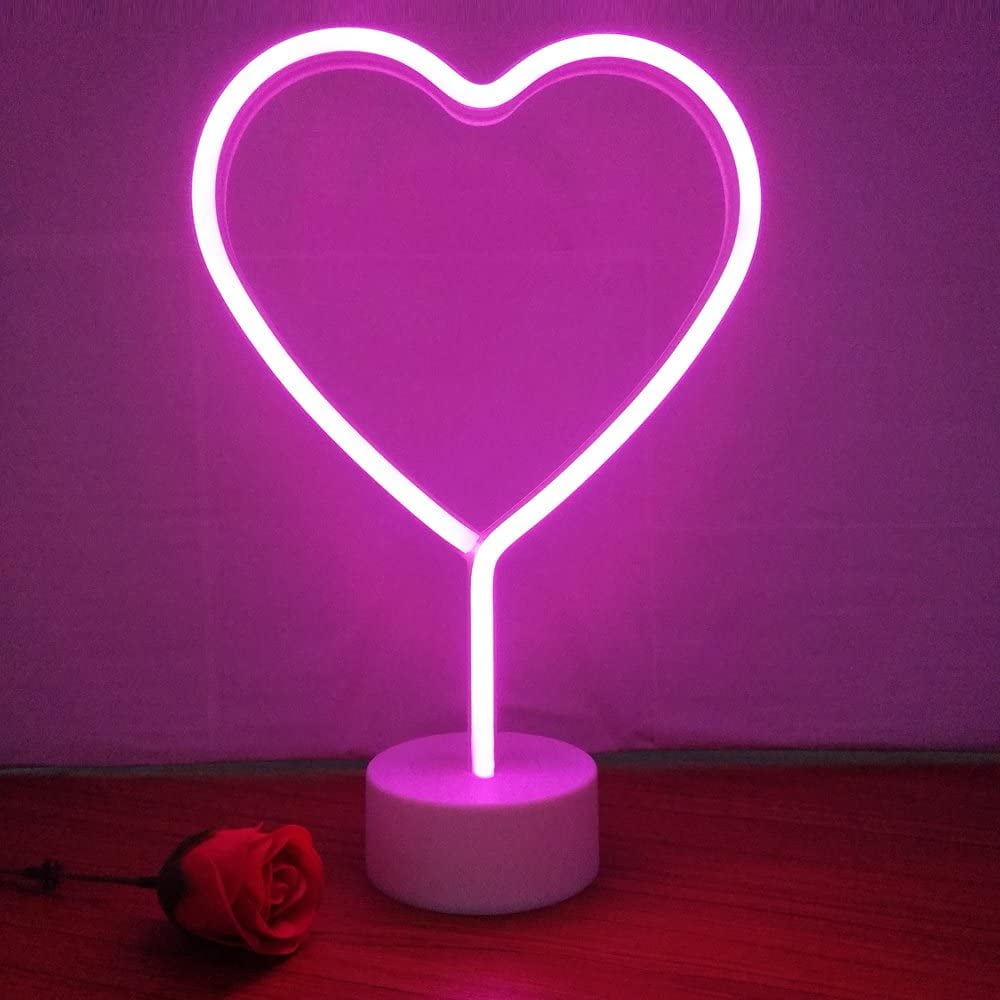 Chibuy Heart Neon Light Sign LED Wall Decorating Light, LED Heart Light ...