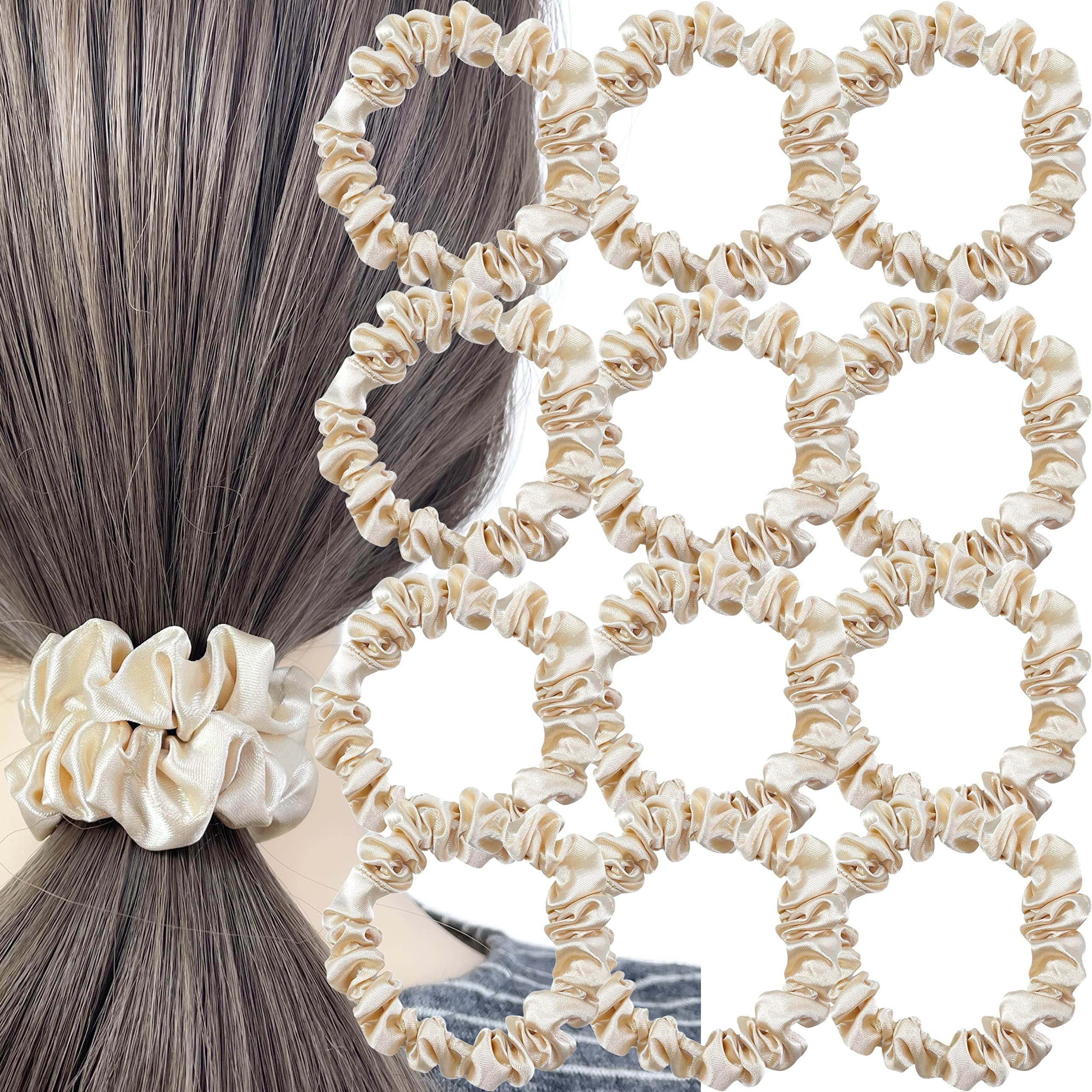 MINKUROW Chic 12PCS Silk Skinny Scrunchies Soft Satin Scrunchy Fashion ...