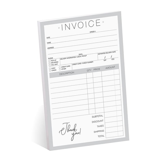 Chic 2-Part Carbonless Invoice Form Pad / 50 Sheets Per Pad / 5.5" x 8. ...