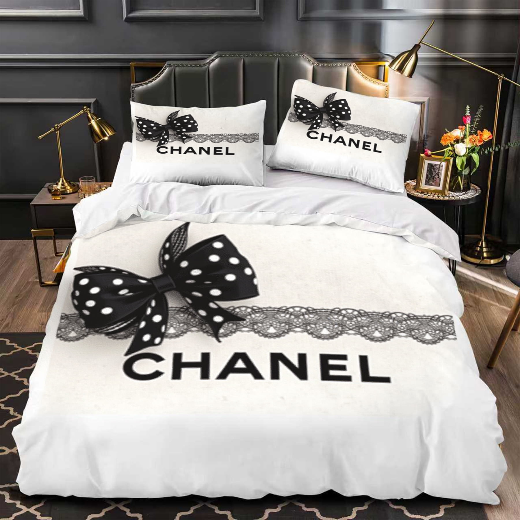 Chic 3-Piece Duvet Cover Set - White Bedding with Bold Black Polka ...