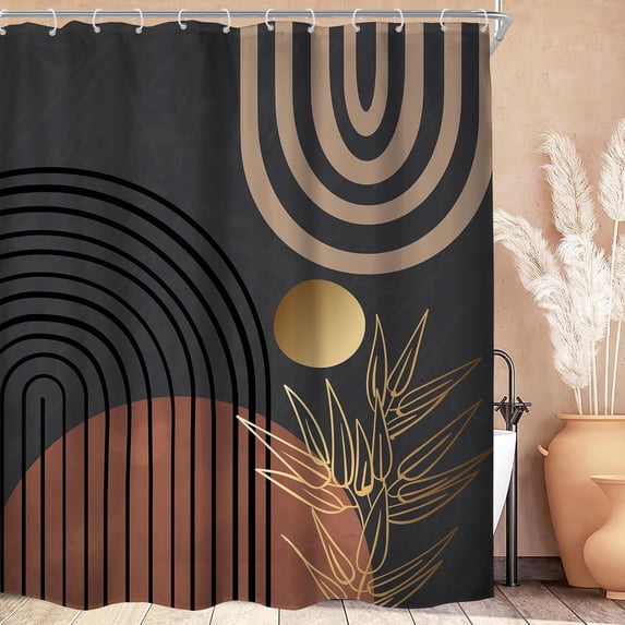 Chic Abstract Shower Curtain for Bathroom Decor Boho Leaves Tropical ...