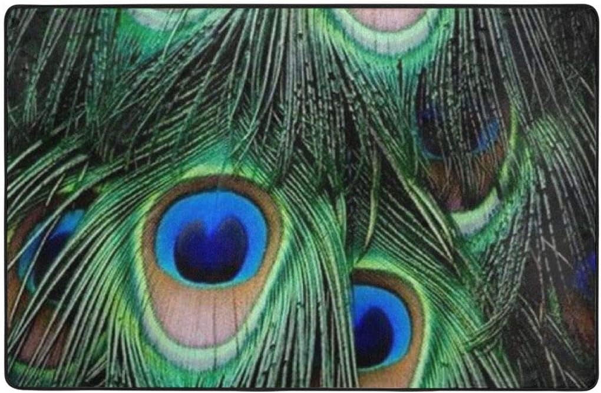 Chic Animal Beautiful Peacock Feather Peacock Bathroom Rugs Bath Mat ...