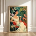 Chic Art Deco Woman in White Dress Fashion Girl Wall Art Feminine ...