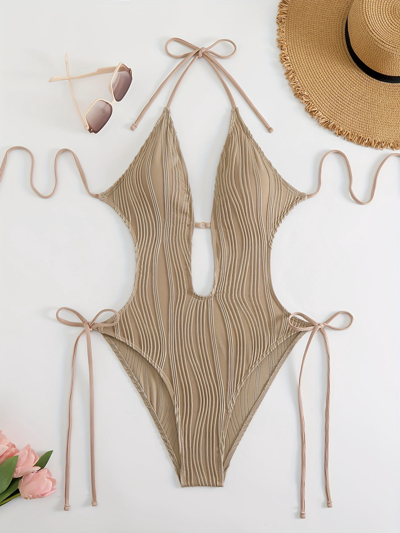 Chic Backless Halter One-Piece Swimsuit for Women - Sexy, High Stretch ...