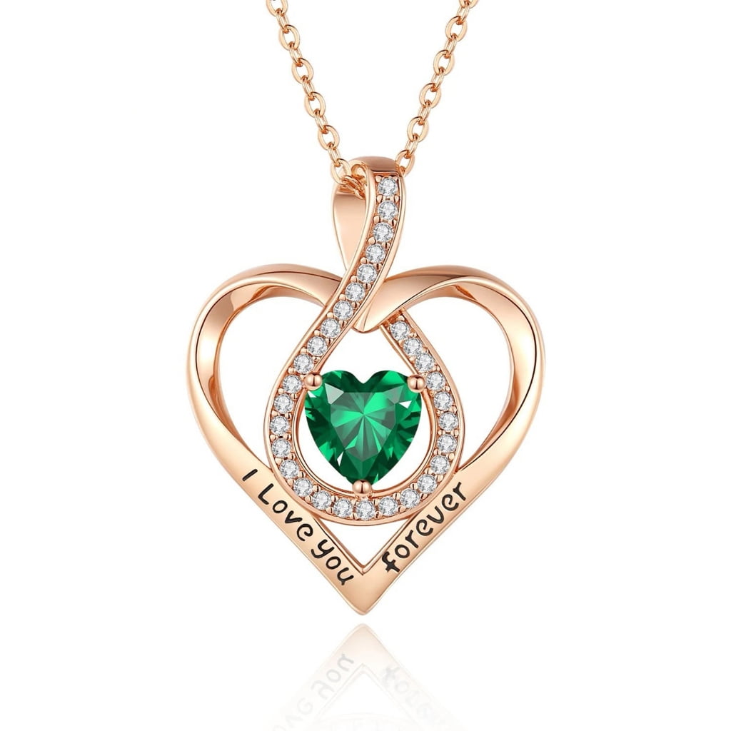 Chic Birthstones Heart Necklace Adjustable Neckchain for Fashion ...