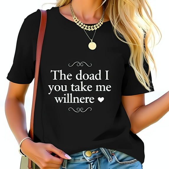 Chic Black Cotton Short Sleeve T-Shirt with Whimsical Misworded Phrase ...