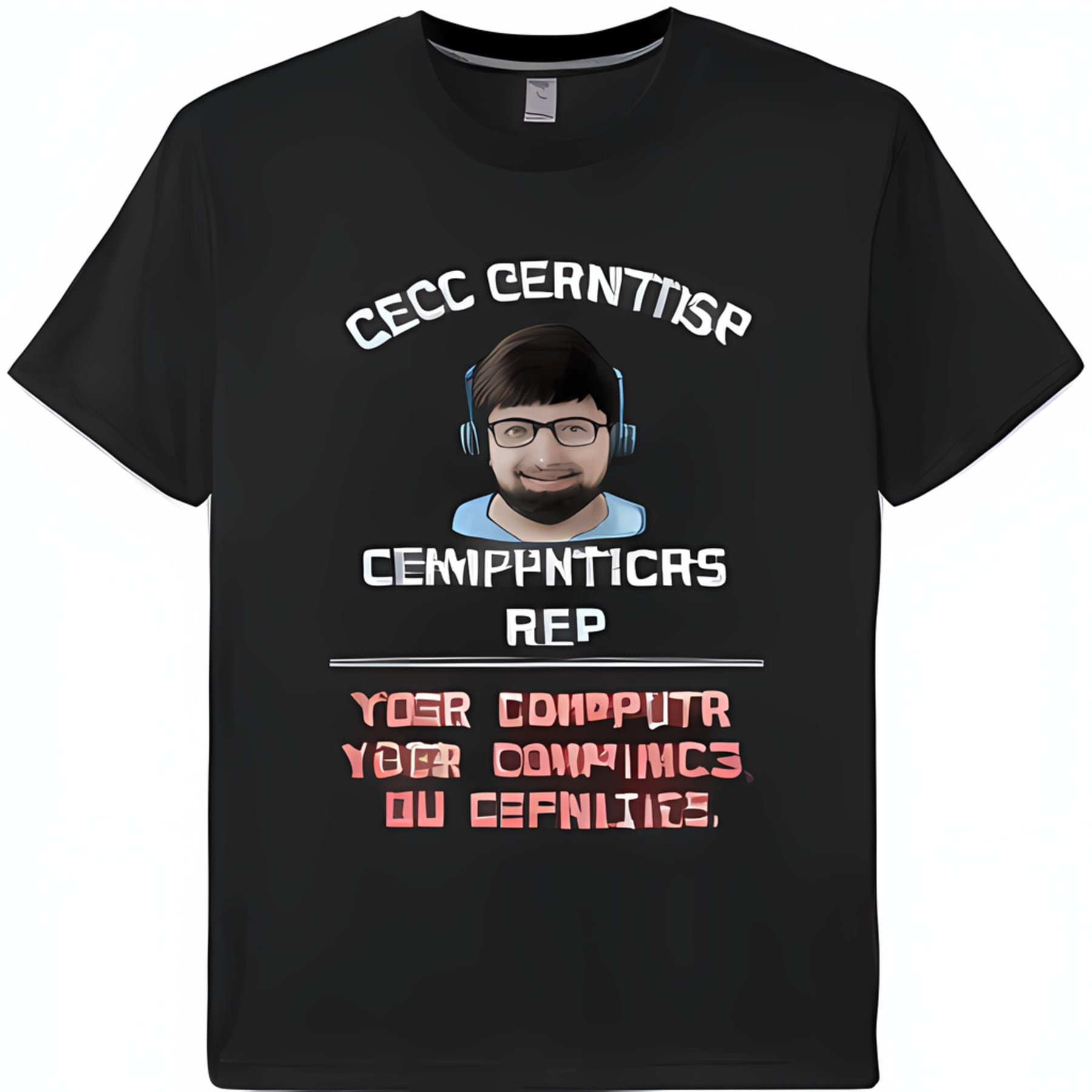Chic: Black T-Shirt with Witty Tech Wordplay Design for Computer ...