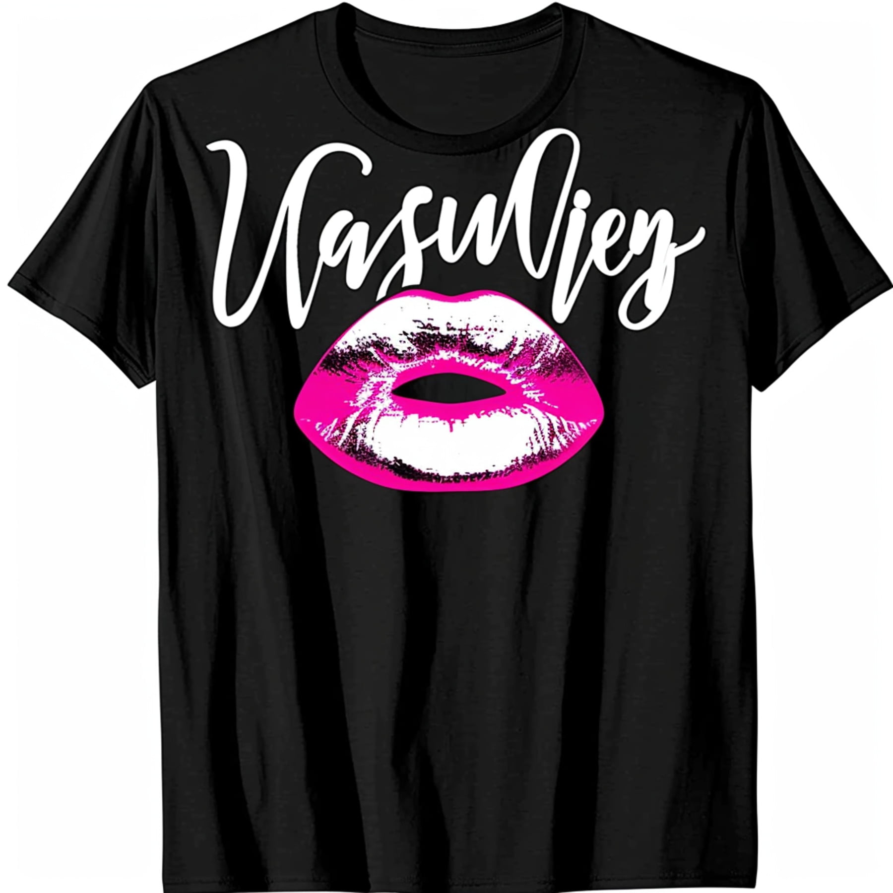 Chic Black Tee with Glamorous Lipstick Kiss Mark Perfect for Grandma's ...